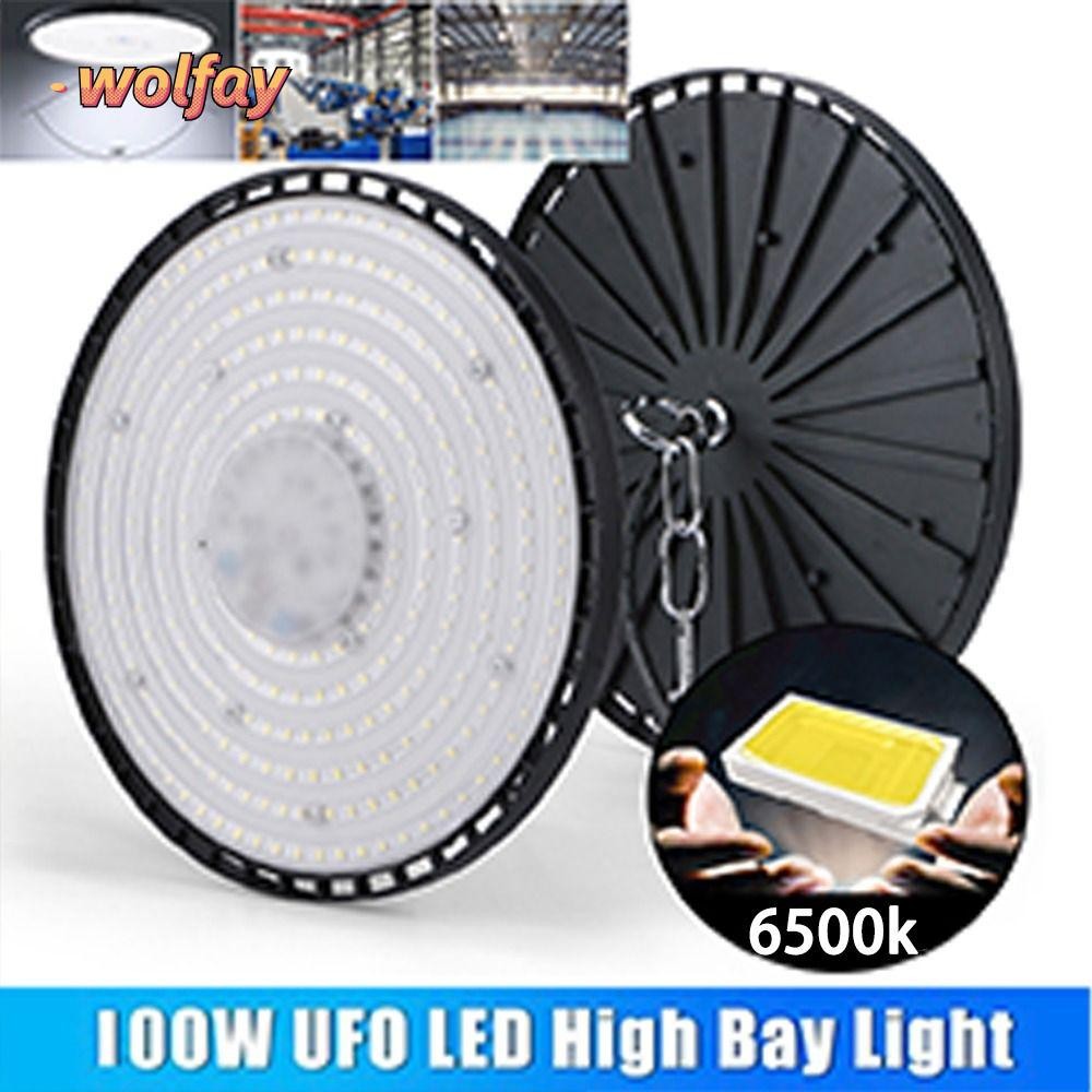 WOLFAY Work Light, 100W Industrial Warehouse High Bay Light, UFO 6500K ...