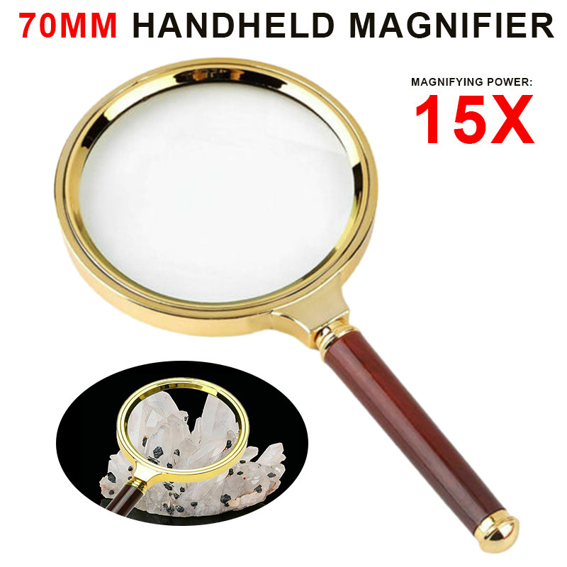 70mm Handheld Book Read Magnifying Glass Lens Magnifier Gold Tone ...