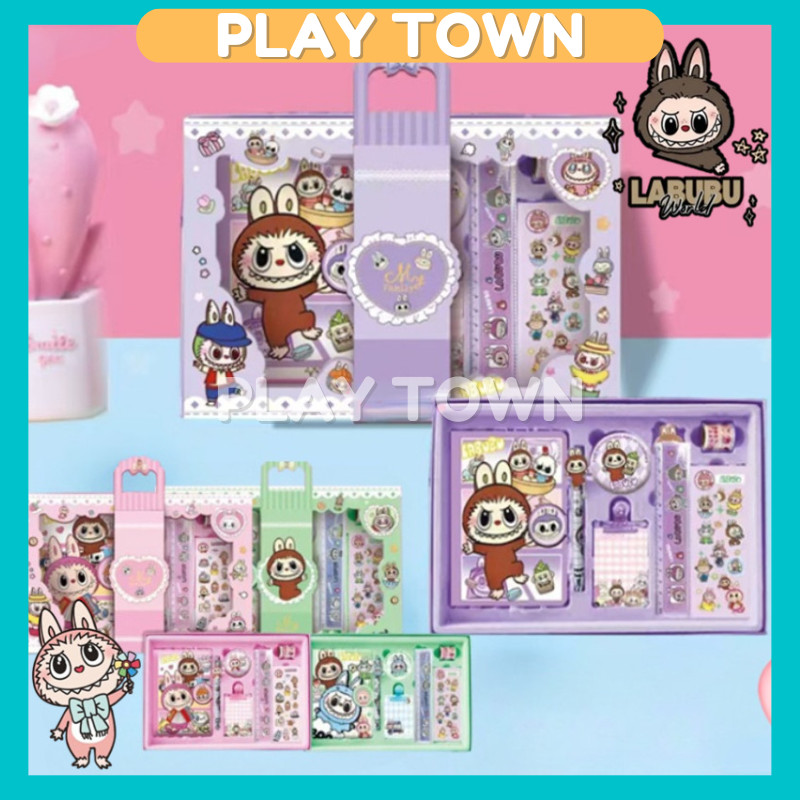 LOCAL!! Labubu Notebook Sticker Gift Box Stationery Ruler Pen for ...