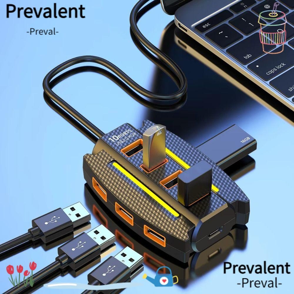 PREVAL USB 2.0 Splitter, Expander 10 Ports USB Adapter Hub, Multiple ...