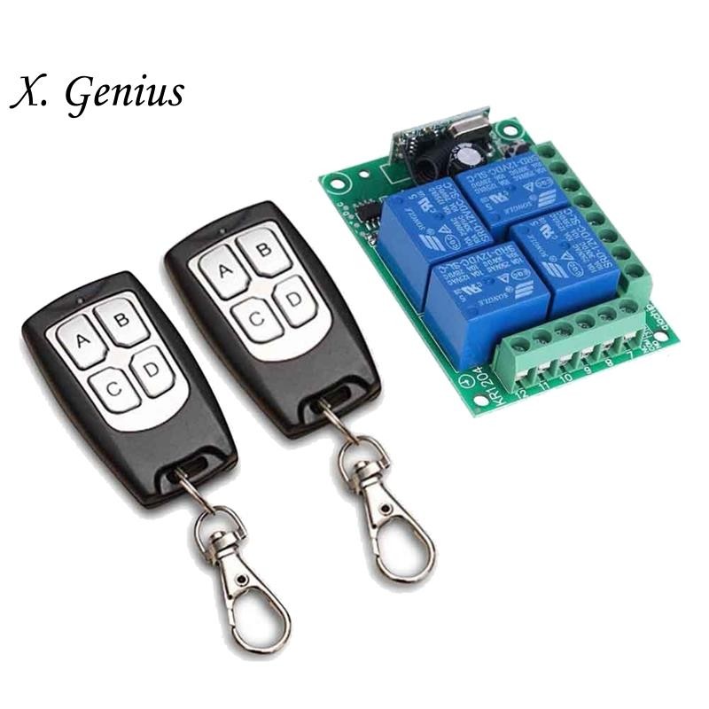 Universal Wireless Remote Control Switch DC 12V 4CH Relay Receiver ...