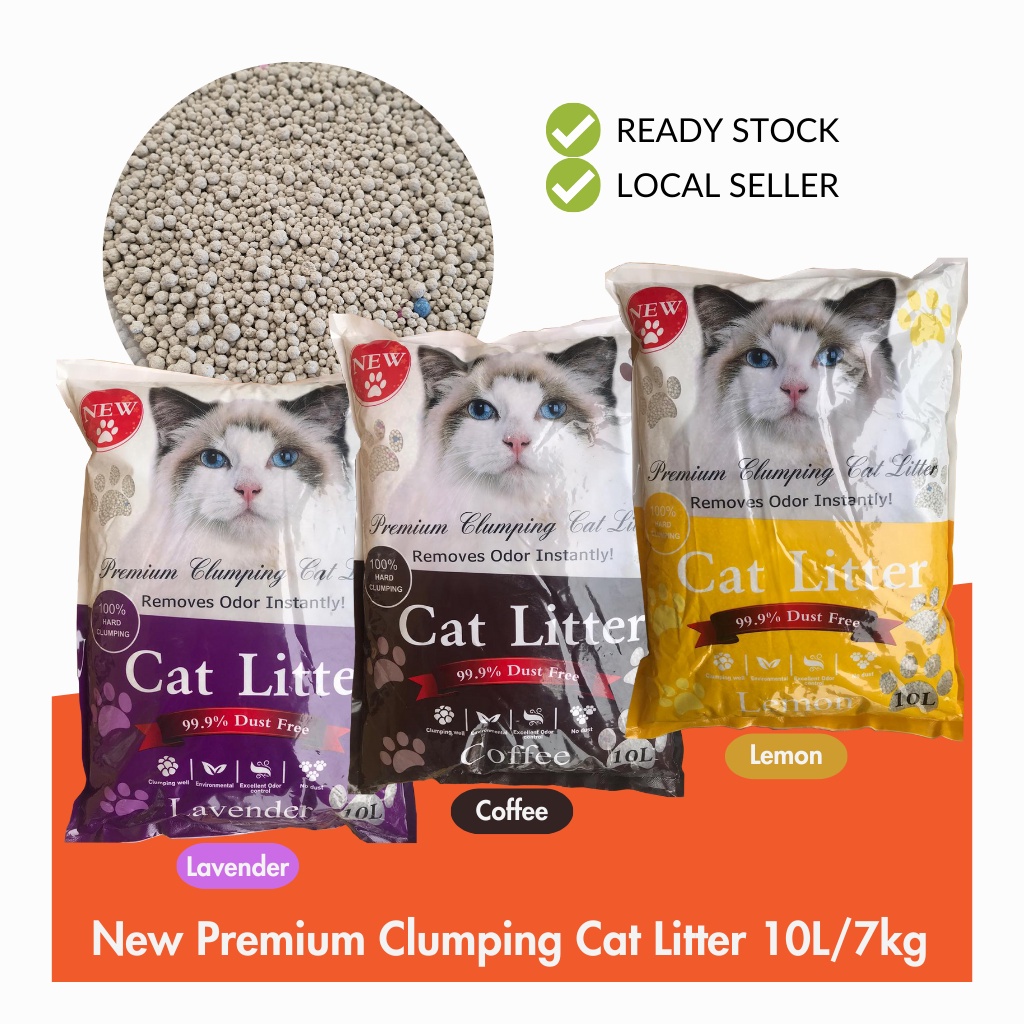 New Premium Clumping Bentonite Cat Litter 10L/7kg Pasir Kucing 膨润土猫砂 ...