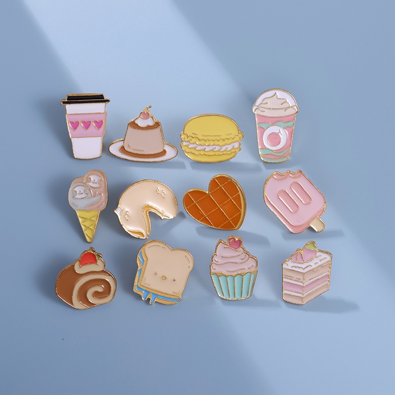 25 Styles of Breakfast Food Enamel Brooches Egg Sandwich Bread Ice ...