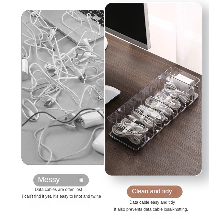 Transparent Desktop Cable Organizer Box USB Storage Box USB ...