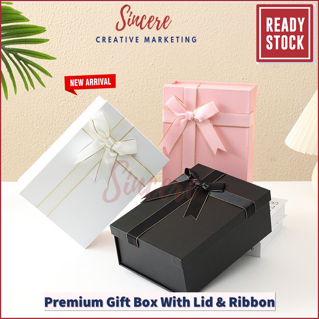 Premium Gift Box With Lid & Ribbon | Shopee Malaysia