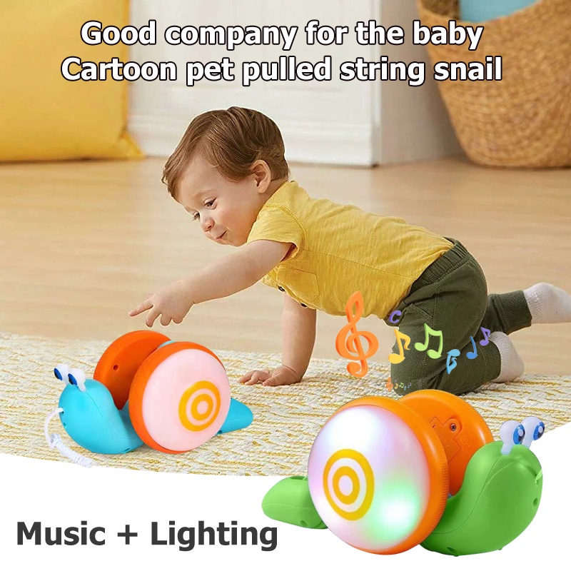 Baby Rope Pulling Snail Toy Electric Trailer Toddler Cartoon Toys for ...