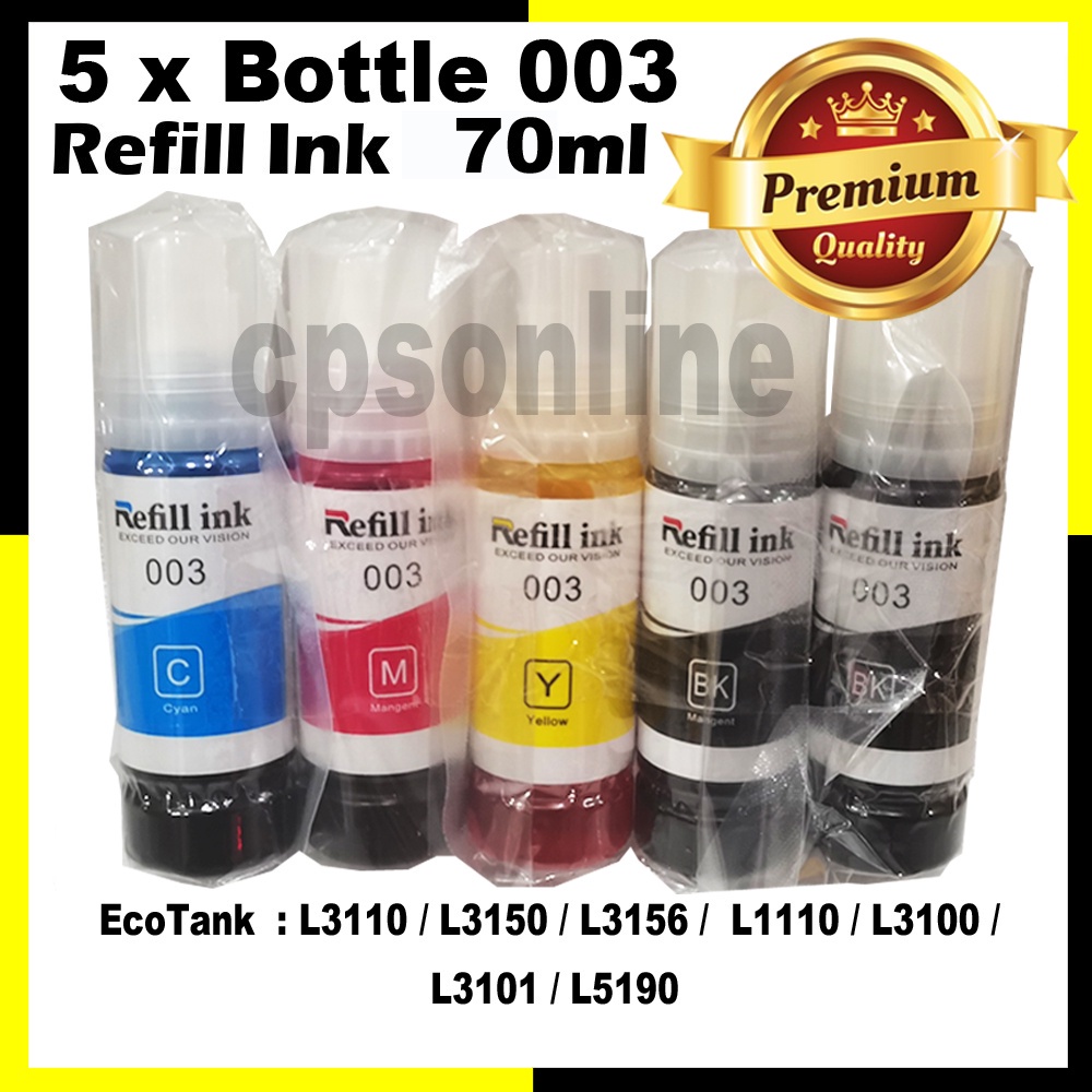 Epson 003 Refill Ink Compatible for Epson EcoTank : L3110 / L3150 ...