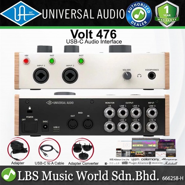 Universal Audio Volt 476 USB C Audio Interface with 2 Preamps and Recording Software (Volt476 ...