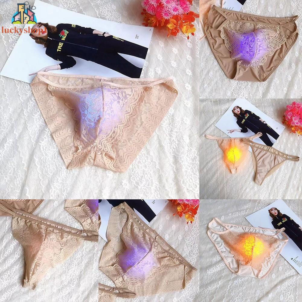 Sexy Lace Sheer Bulge Pouch G String Underwear for Men Breathable ...