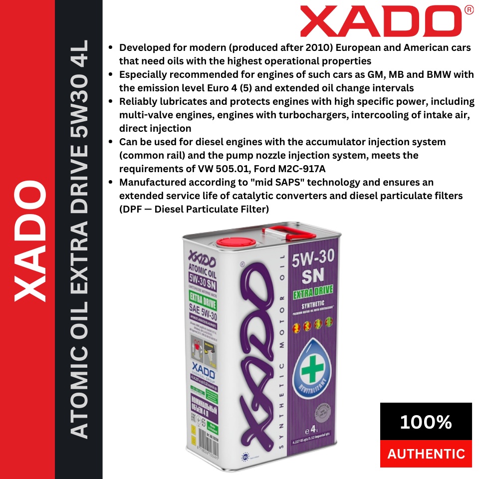 XADO ENGINE OIL 5W30 SN - MERCEDES BENZ APPROVAL 229.51 ENGINE OIL ...