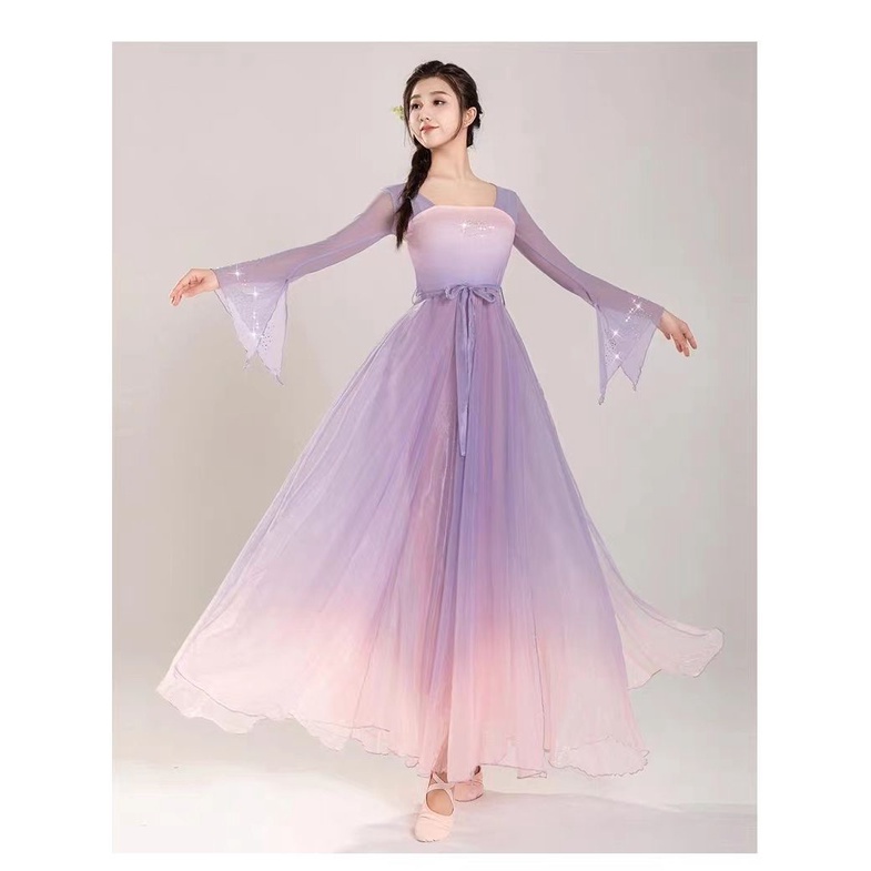 Neoclassical Dance Gradient Dress Elegant Fairy Costume Top Hot Diamond ...
