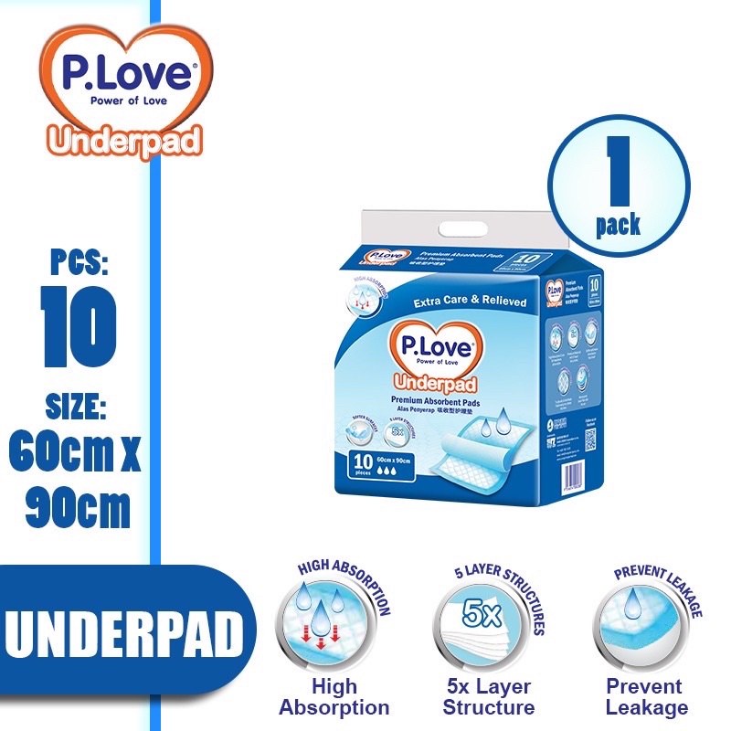 P.Love Premium Absorbent Underpad 10’s 5Ply (Medical Grade) | Shopee ...