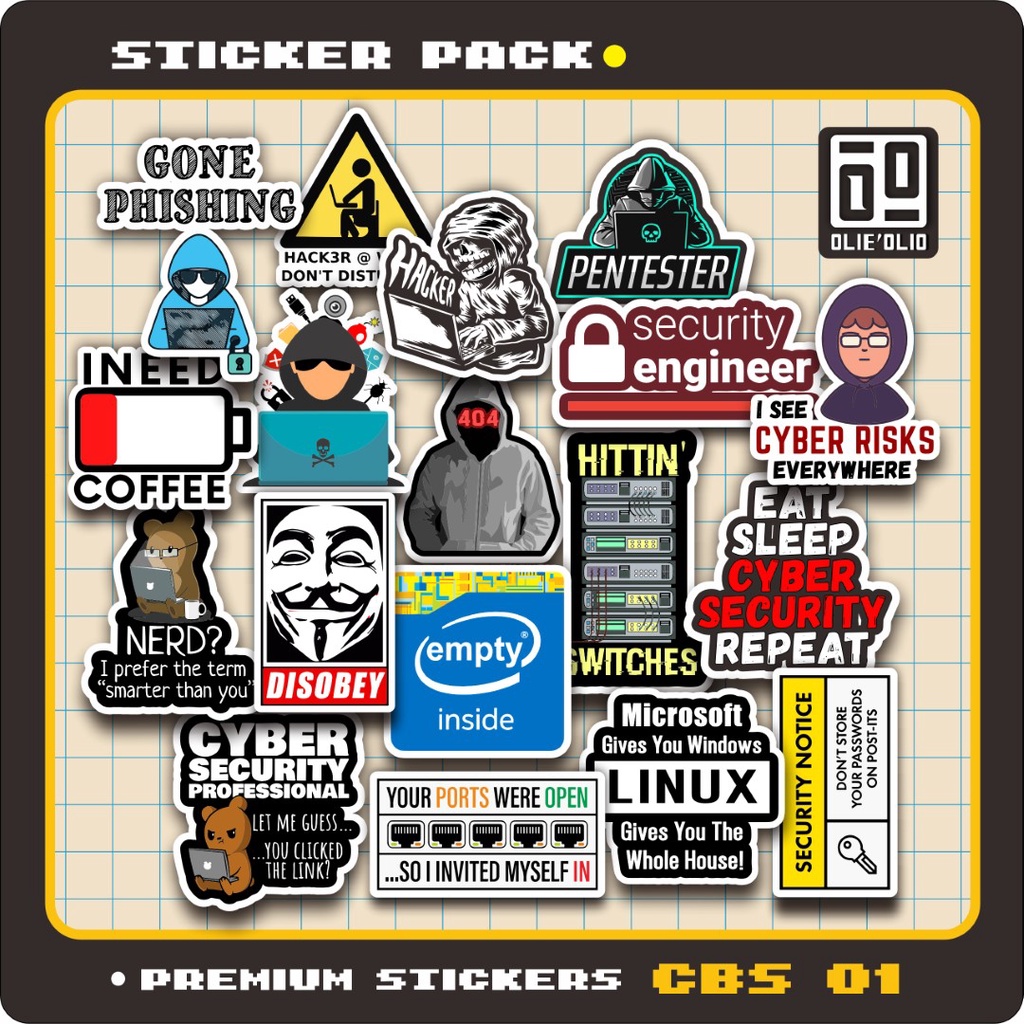 Aesthetic Cyber Security Logo Stickers Contains 18 Pcs Vinyl Hacker ...