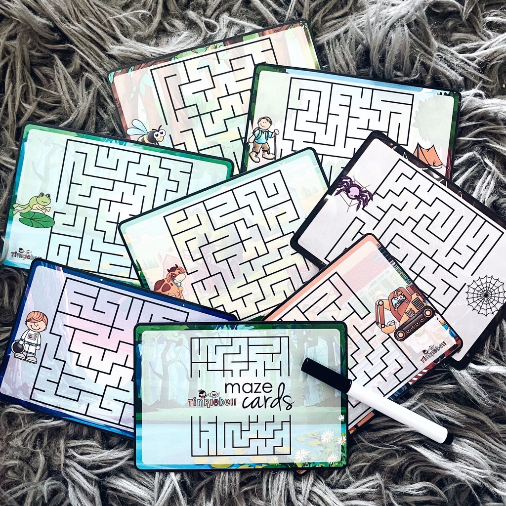 Maze Cards - Laminated Activity with marker (Travel-sized) | Shopee ...