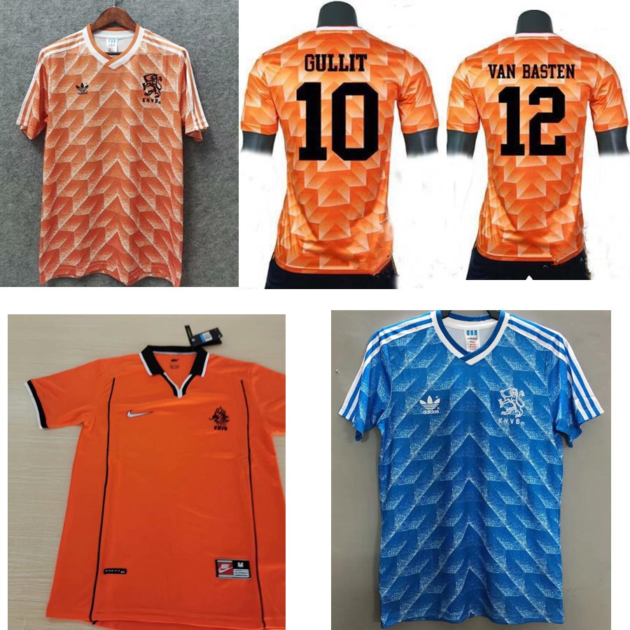 1988 Retro Netherlands Gulitefan Basten Soccer Jersey 1998 Football ...