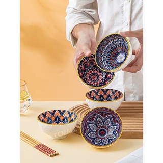 Bohemian Rice Bowl Porcelain Bowl Ceramic Bowl Mangkuk Keramik Soup ...