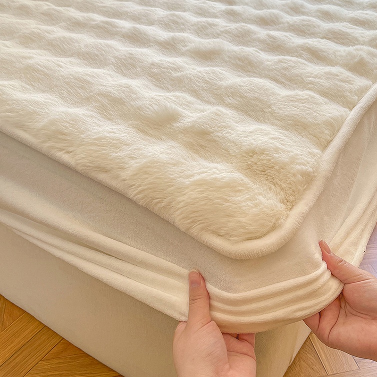 2024 New Style Solid Color Plush Bed Sheet Bubble Fleece Bed Sheet ...