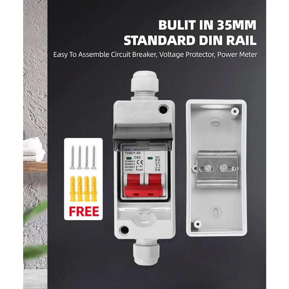 IP65 Waterproof Electrical Distribution Box AC DC Solar Circuit Breaker ...
