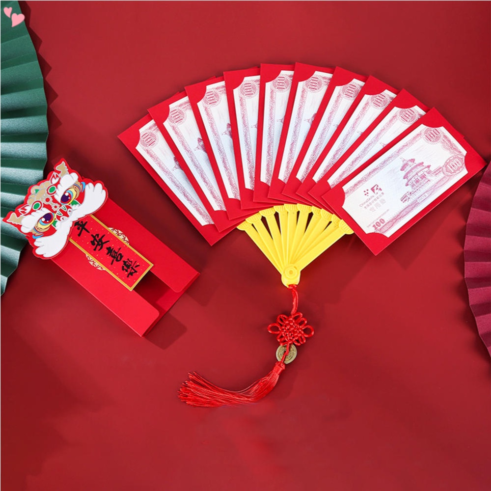 Fan Red Envelope New Dragon Year Red Envelope Creative Folding Lunar ...