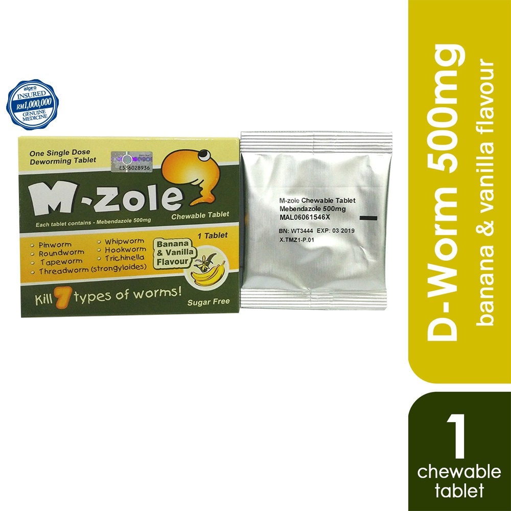 M-Zole Deworm Chewable Tablet Ubat Cacing - Banana & Vanilla (1's ...