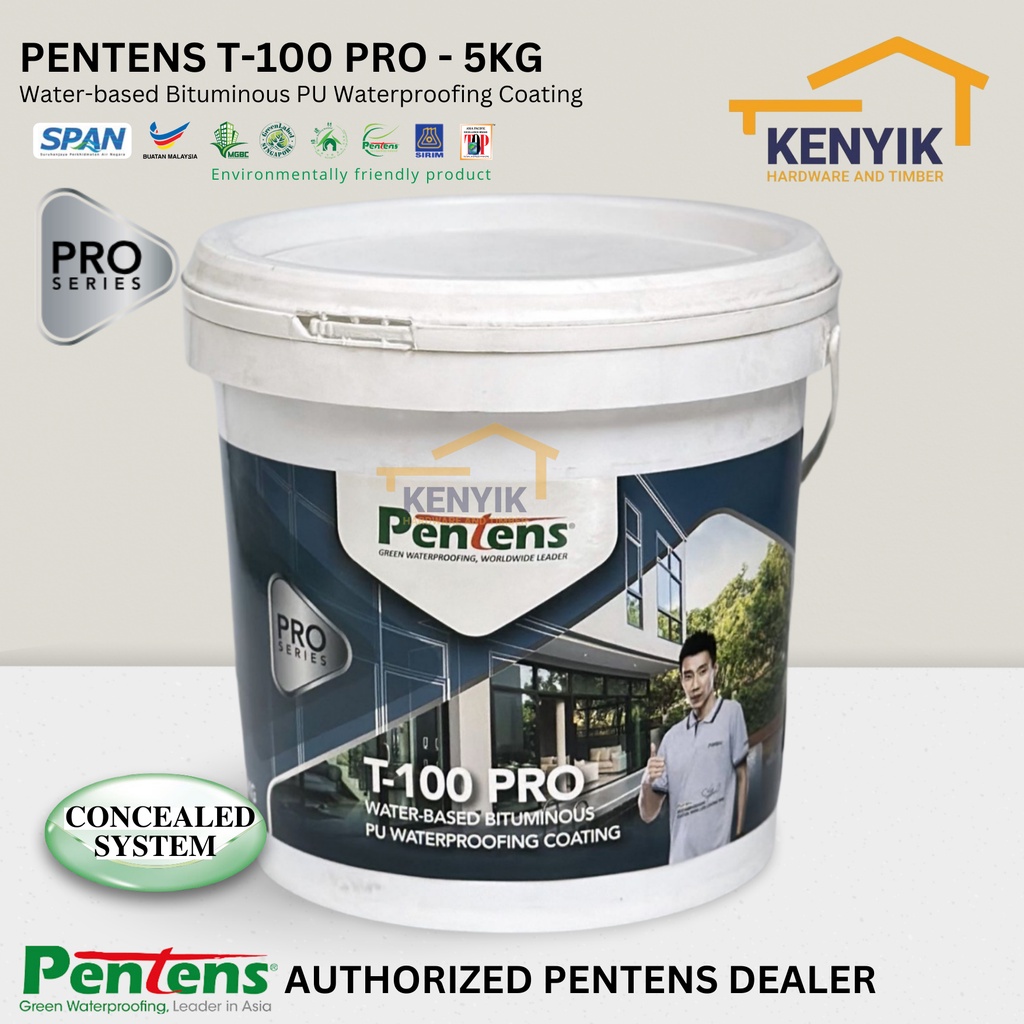 PENTENS 5kg T-100 PRO (Water-based Bituminous PU Waterproofing Coating ...