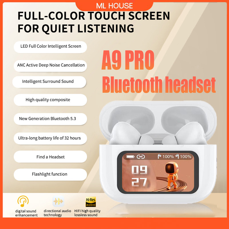 A9 Pro TWS Wireless Bluetooth Earphone Touch-Screen Headphones BT5.3 ...