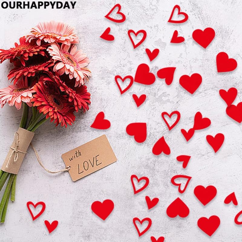 Paper Red Heart Confetti Romantic For Valentine'S Day Wedding ...