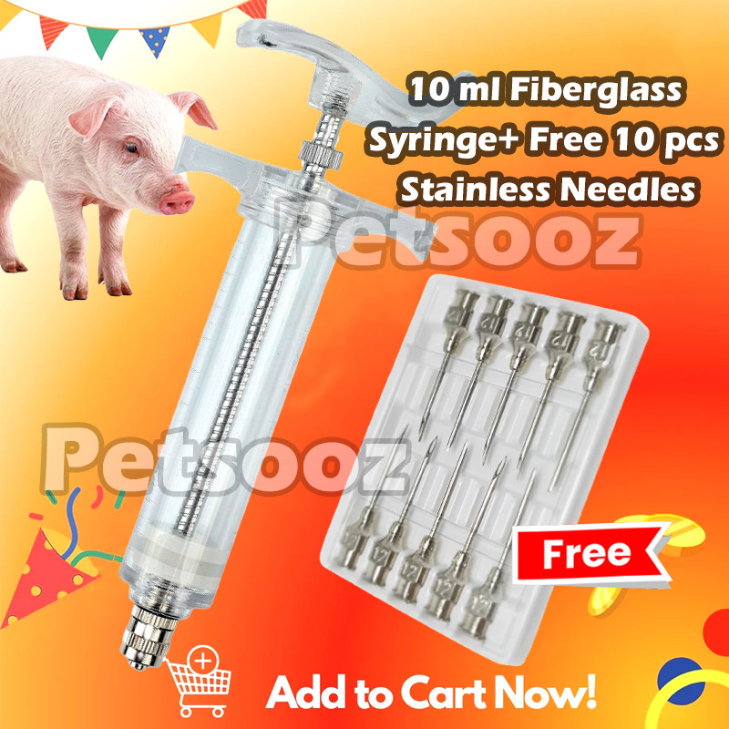 Fiberglass Syringe 10 mL+Free 1 Dozen 10 pcs Stainless steel needle for ...