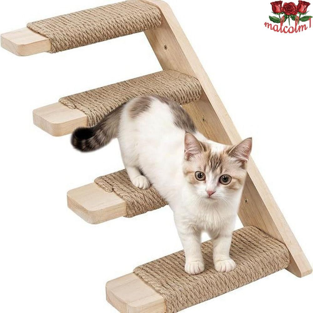 MALCOLM1 Cat Climbing Shelf Steps, Solid Wood Space Saving Cat Steps ...