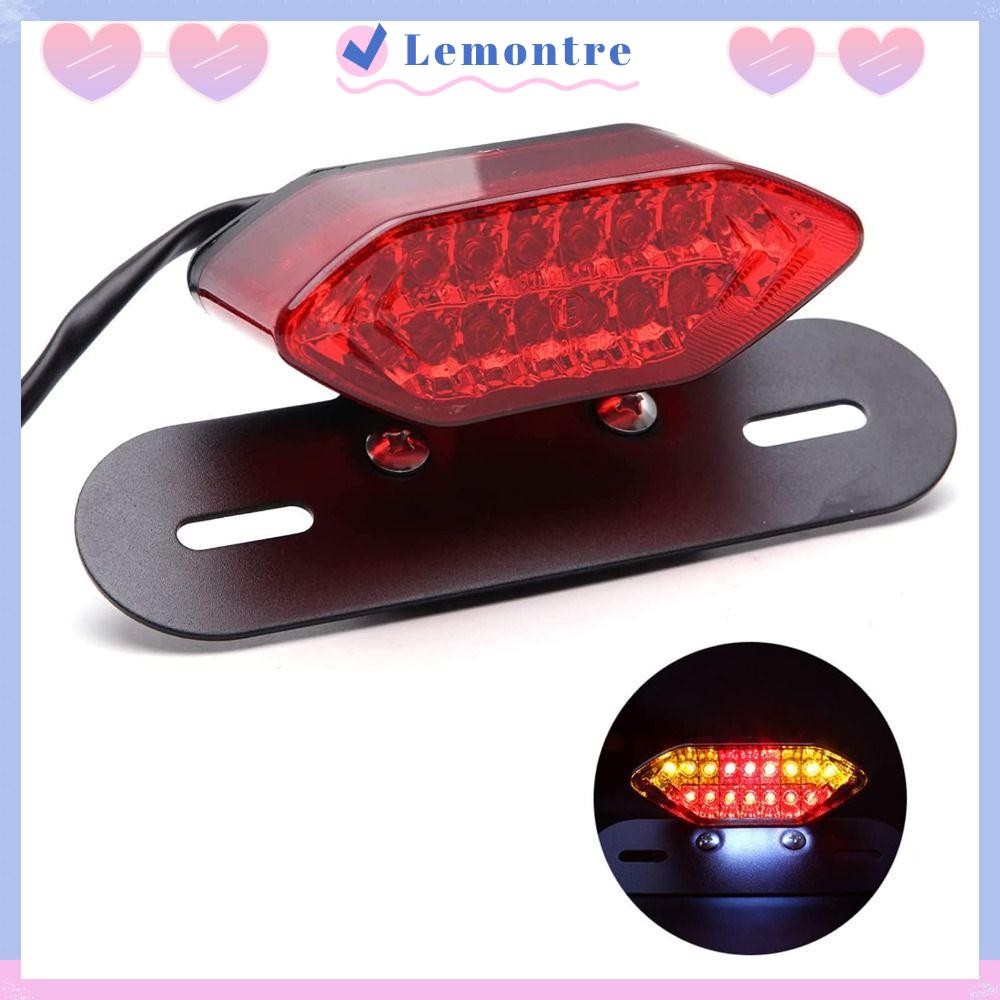 LEMONTRE 1pcs Motorcycle Tail Light, Universal Red Lens Motorcycle ...