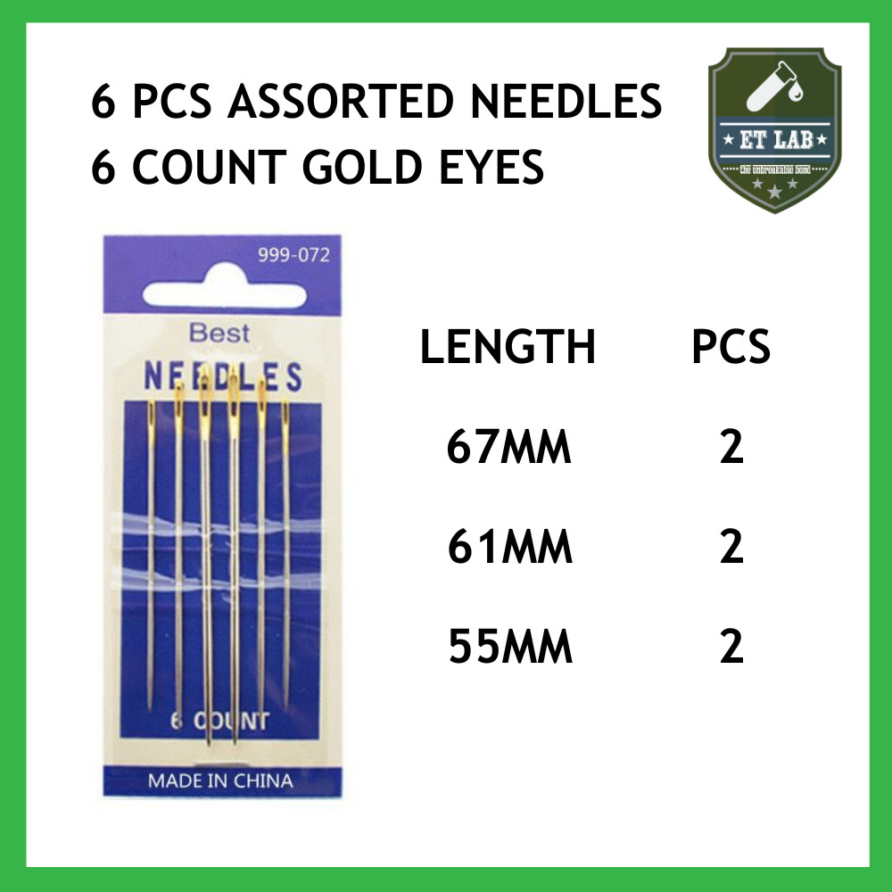 Embroidery Needle 6 Count Gold Eyes / Cross Stitch Needle 6 Count / 6 ...