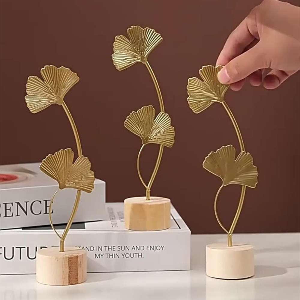 Metal Ginkgo Leaf Ornaments, Gold Ginkgo Leaf Desktop Decoration ...