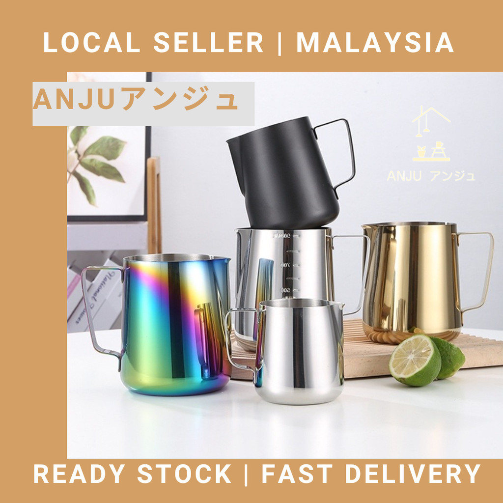 (Ready Stock)Coffee Espresso Milk Frothing Pitcher Jug Stainless Steel ...