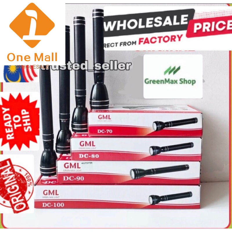 GML Original Long Range Rechargeable Battery Torch Light flashlight led heavy duty unbreakable ...