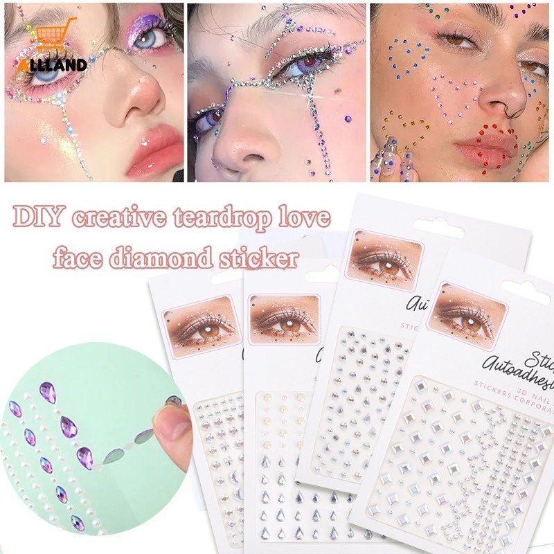 1 Sheet Diamond Glitter Tattoo Sticker/ Women Eyeshadow Face Rhinestone ...