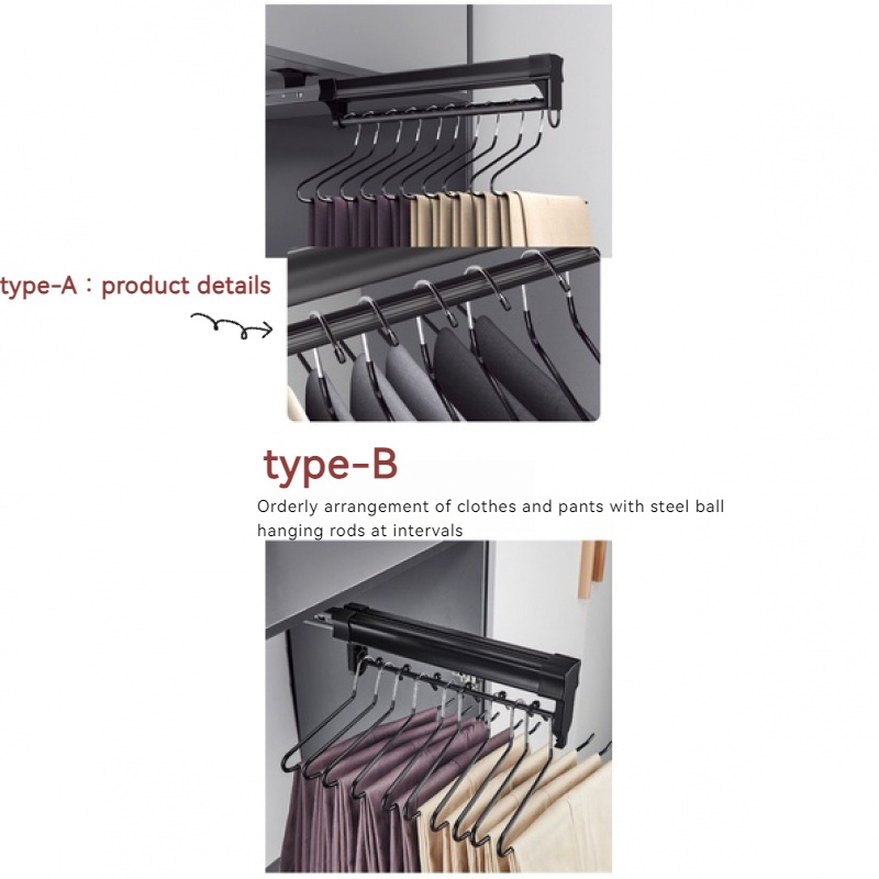 Retractable hanger pants rack storage pull out hanging rack top-mounted ...