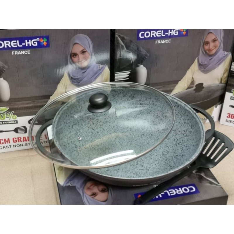🔥READY STOCK 🔥Promosi hebat! Kuali batu 32cm, 36cm,40cm fully Granite ...