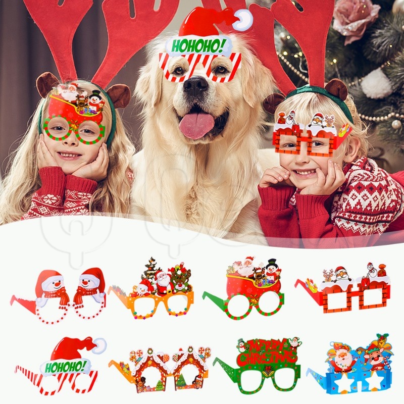 8Pcs Christmas Party Funny Glasses Photo Props / Cartoon Santa Claus ...