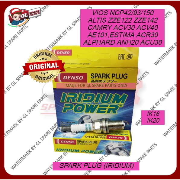 ORIGINAL DENSO IRIDIUM SPARK PLUG TOYOTA VIOS NCP42 NCP93 ALTIS ZZE122 ...