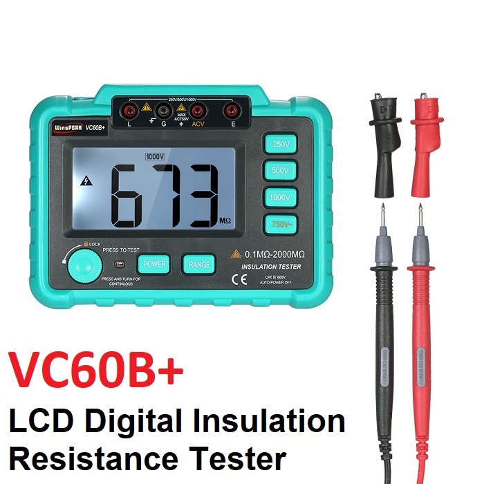WinsPEAK VC60B+ LCD Digital Insulation Resistance Tester Megohm Meter ...
