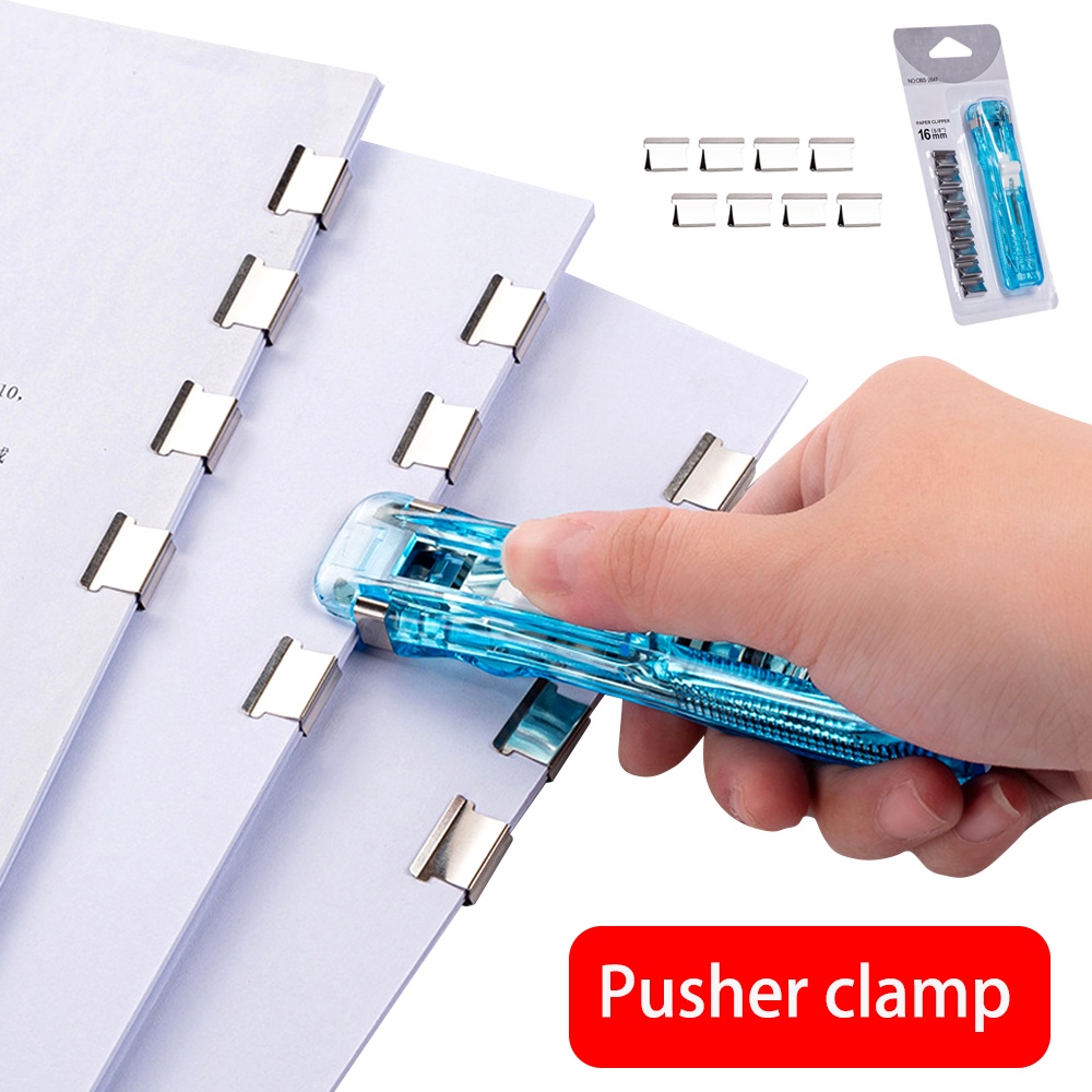 Push Stapler Binder Clips Desktop Paper Clamps with Reusable Stainless ...
