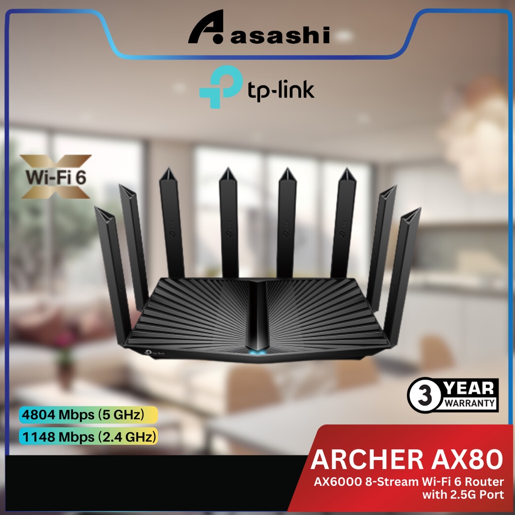 TP-Link Archer AX80 AX6000 8-Stream Wi-Fi 6 Router with 2.5G Port | Shopee Malaysia