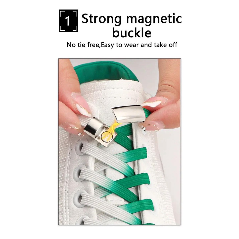 No Tie Shoe Laces Magnetic Lock Elastic Flat Gradient Shoelaces Without ...