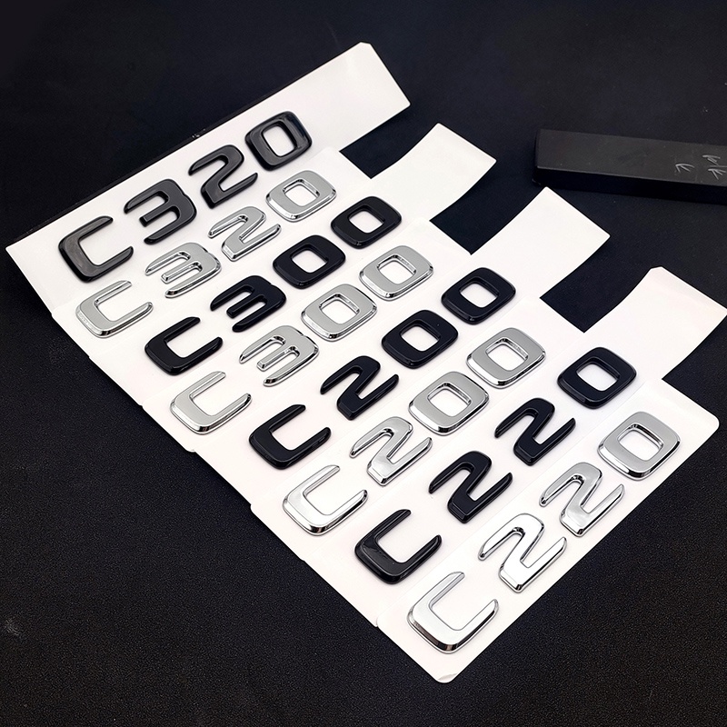 ABS Black Chrome 3d Letters For Car Trunk Badge Mercedes Benz C200 C320 ...