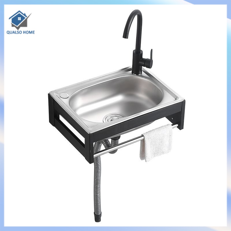 Stainless Steel Wall-Hanging Sink Small Single Sink Kitchen Simple ...