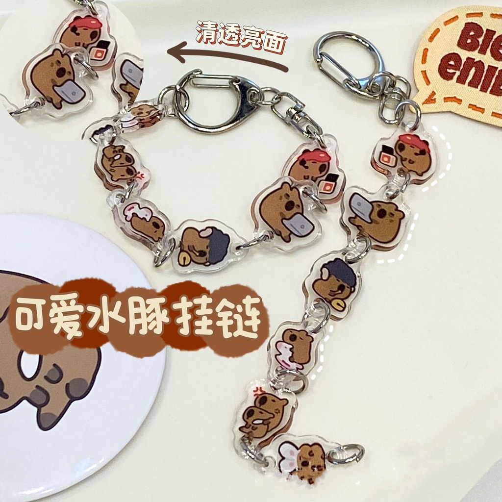 Capybara String Hanging Chain DIY Jewelry Lanyard Cute Cartoon Keychain ...