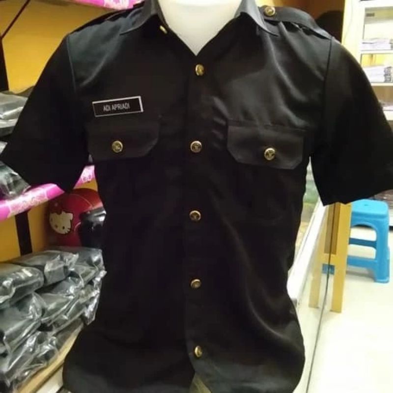 HITAM Rastoreshop safari Uniform/satpam Black Short Sleeve safari ...
