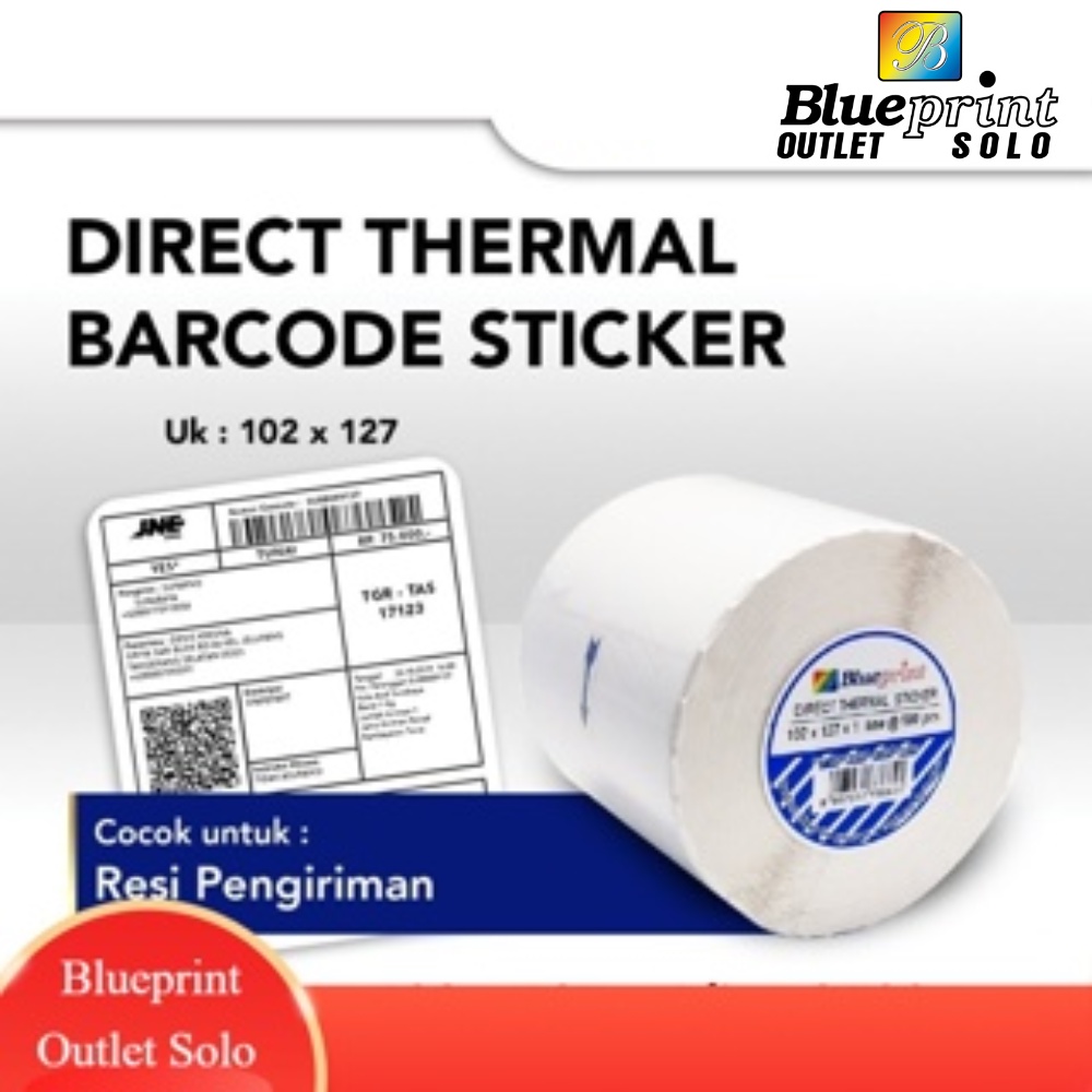 Direct Thermal Sticker Label 102 x 127 mm Blueprint Barcode Sticker ...