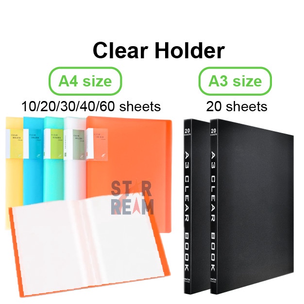 A4 & A3 Clear Sleeves Catalog File/Book Holder/ Certificate Paper ...