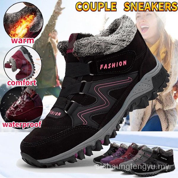 Men Women Boots Winter Anti Slip Suede Snow Boots Outdoor Plush Hiking ...